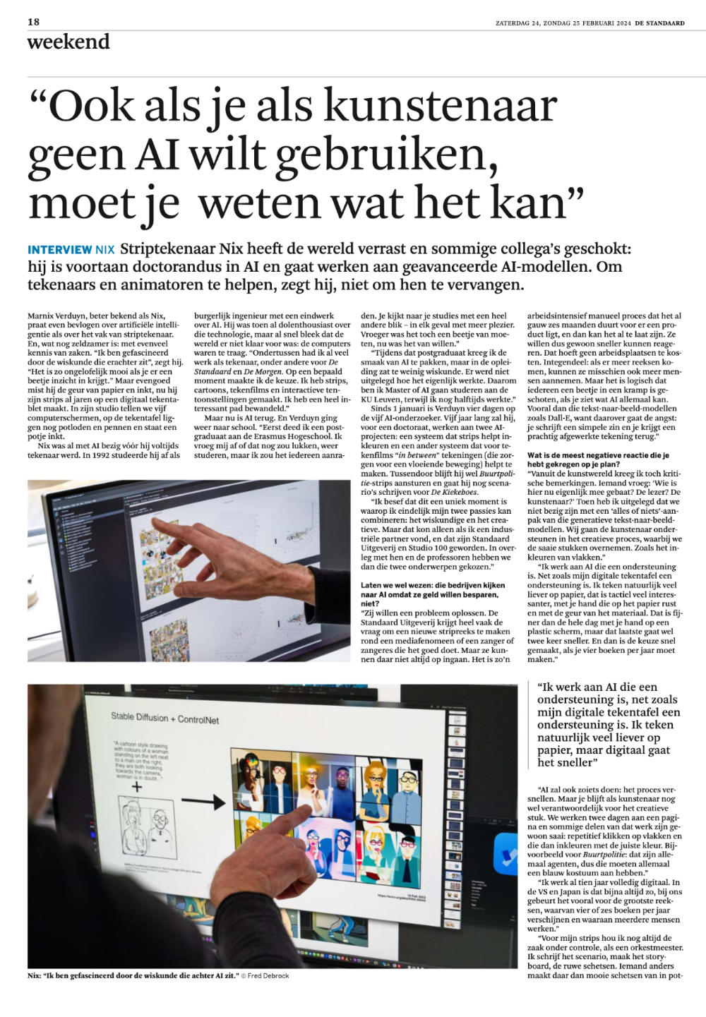 NIX: Interview in De Standaard, february 2024
